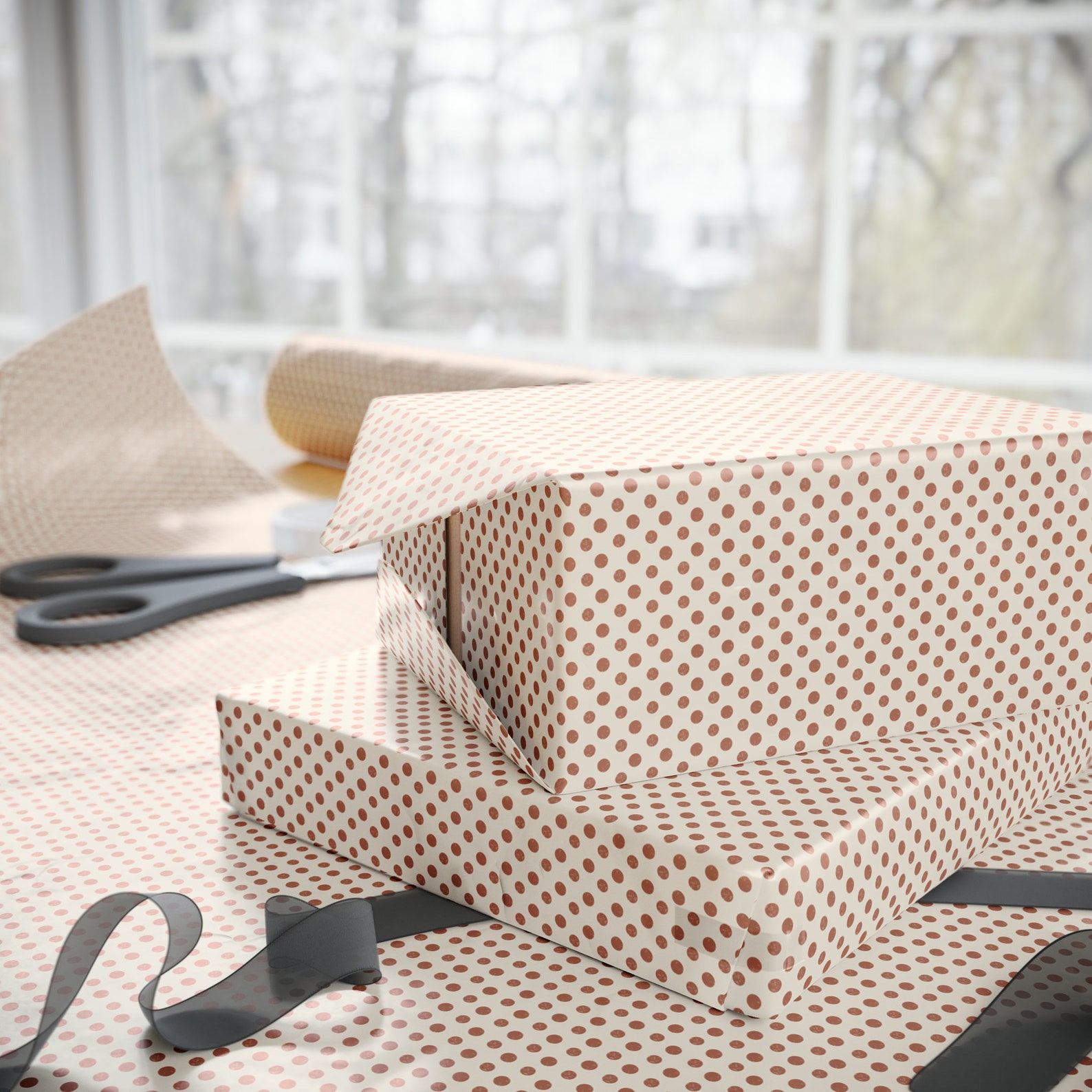 Cream Brown Polka Dot Wrapping Paper, Boho Dot Gift Wrap - Etsy