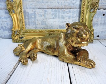 Gold animal figurine | Etsy