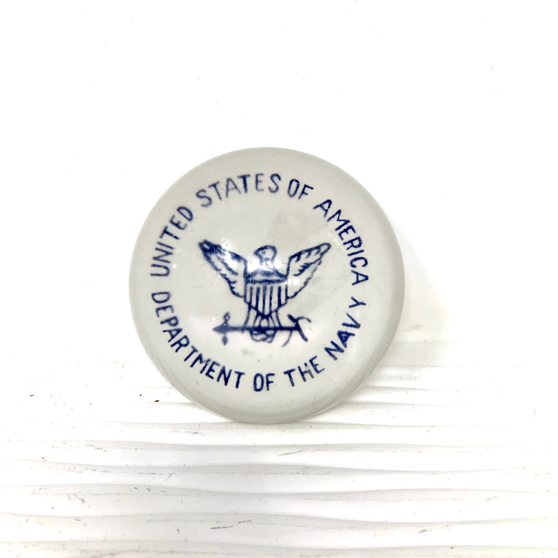 Navy Paperweight: Vintage Round Glass Paper Weight Dept of - Etsy