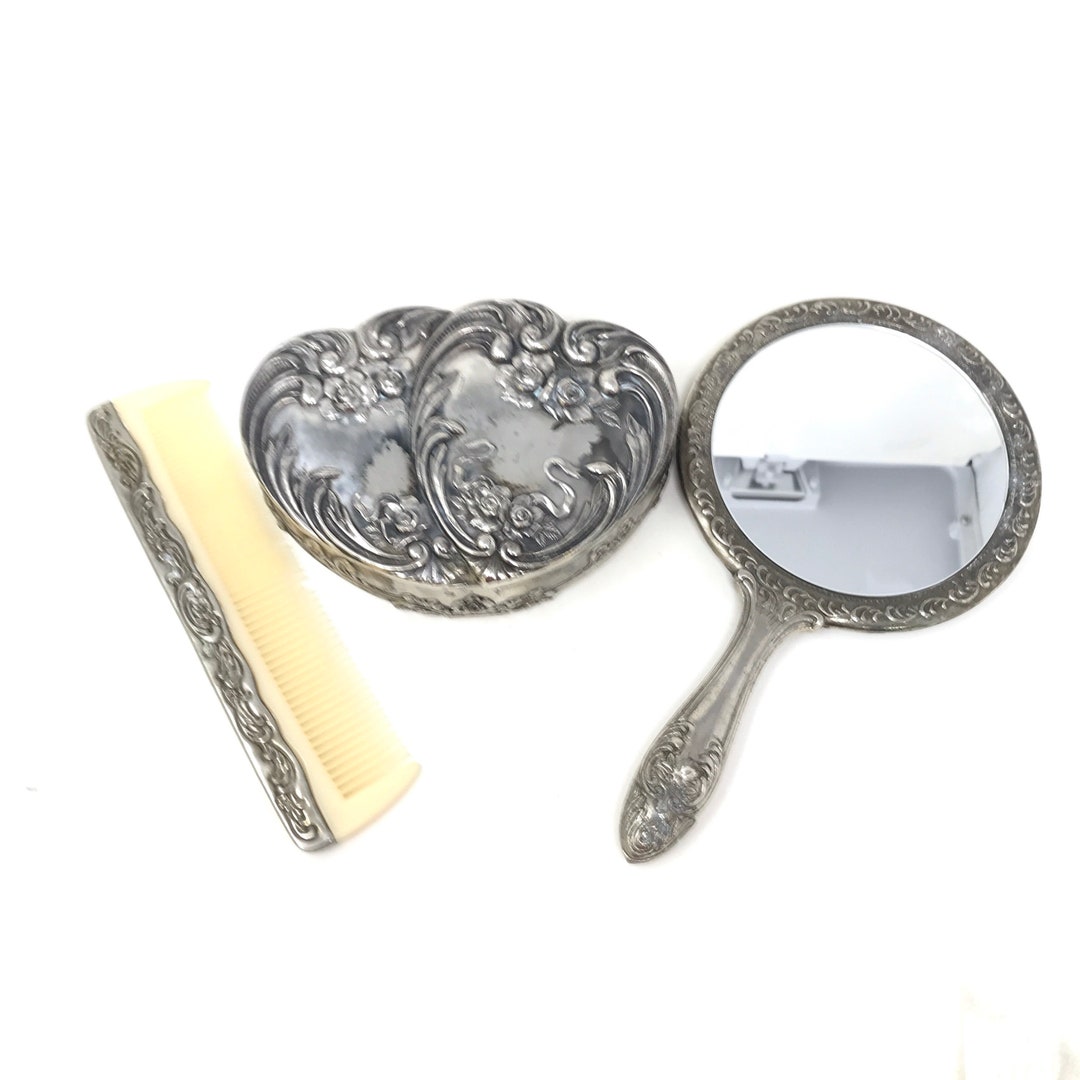 Hand Mirror Silver Plate Ornate Victorian Style Make up Mirror - Etsy