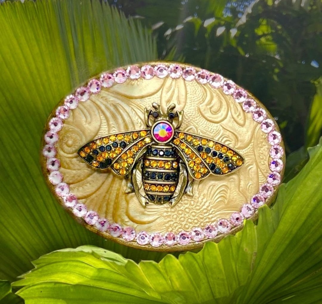 Bee Belt Buckle, Rhinestone Bumble Bee Belt Buckle, Handmade Bee Buckle ...