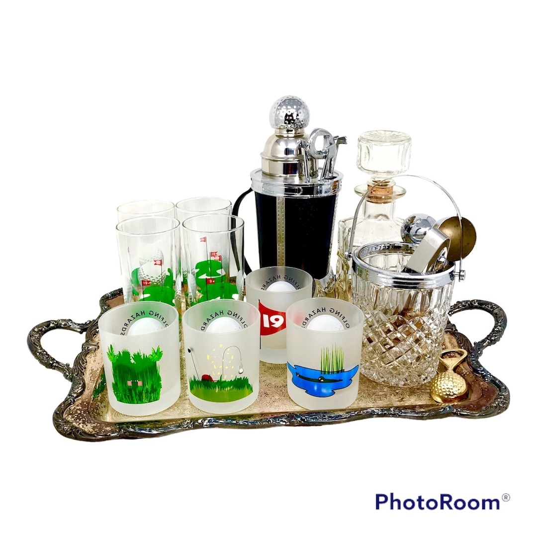 Golf Bar Set, Golf Themed Barware, Golf Glasses, Golf Tumblers, Golf ...