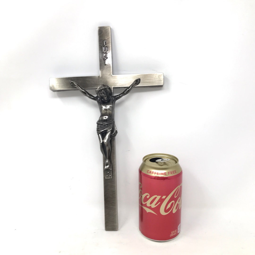 Crucifix Silver Metal Jesus on Cross Vintage Silver Wall Cross Crucifix ...