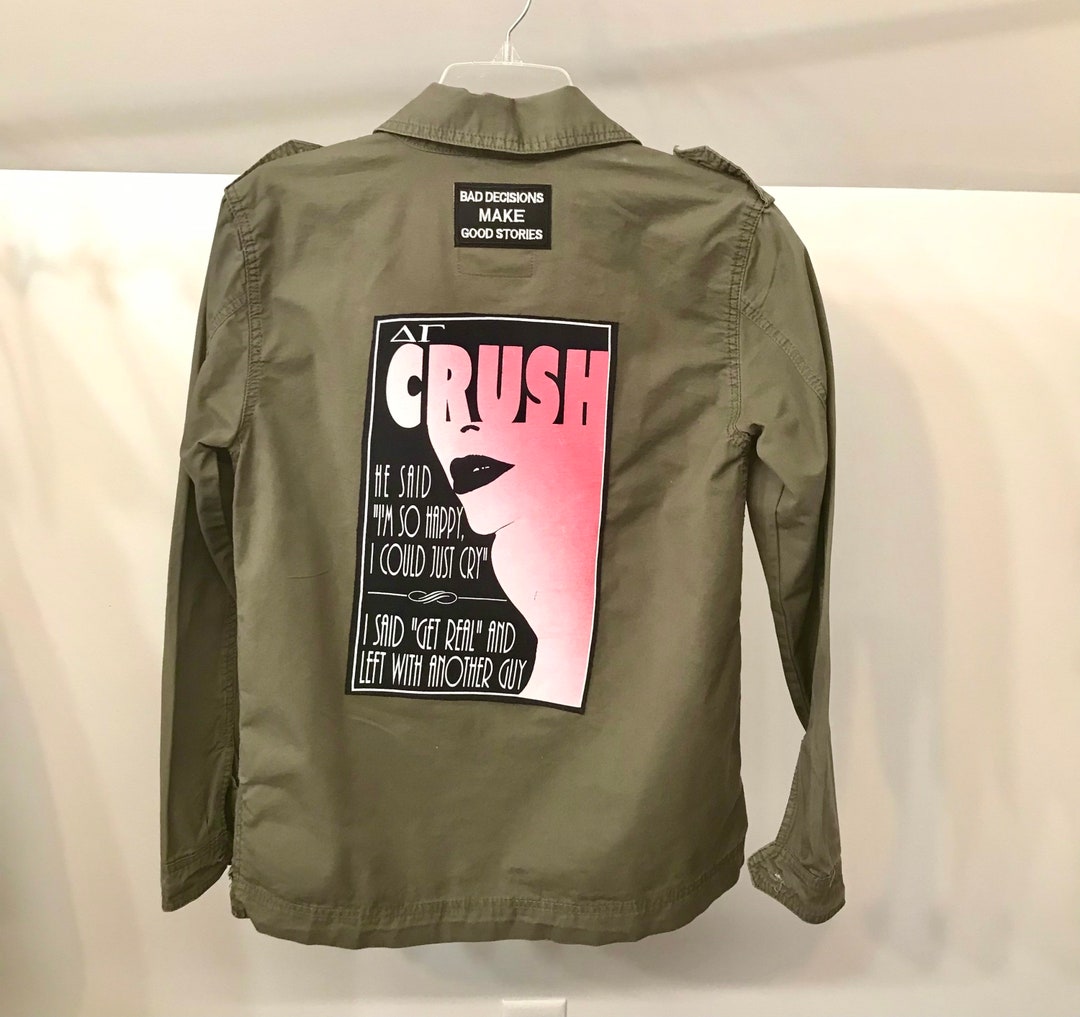 Girl Power Jacket Upcycled Army Green Jacket Army Green Womens Jacket ...