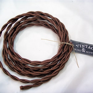 Dark Brown Cloth Covered Wire -7-ft - Antique Style Lamp Cord ...