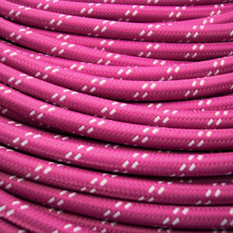 Megenta & White Check Cloth Covered Wire Round Pulley Cord - Etsy