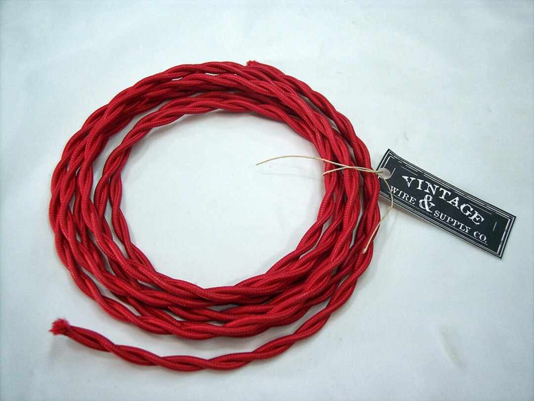 Red Cloth Covered Wire - 7-ft - Antique Style Lamp Cord - Industrial ...
