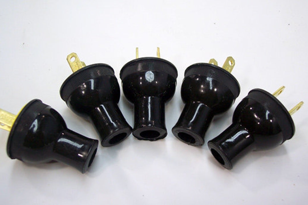Round Electrical Plugs - 5-pack - Vintage Style - Black - 2-prong - - Etsy