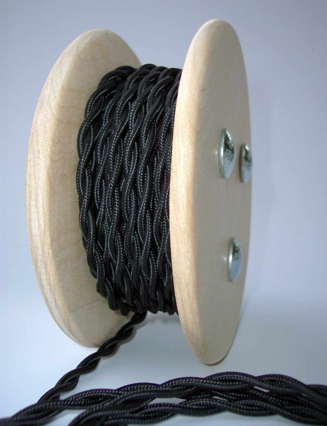 50-foot Electrical Cord - BLACK - Cloth Covered Twisted Wire - Vintage ...