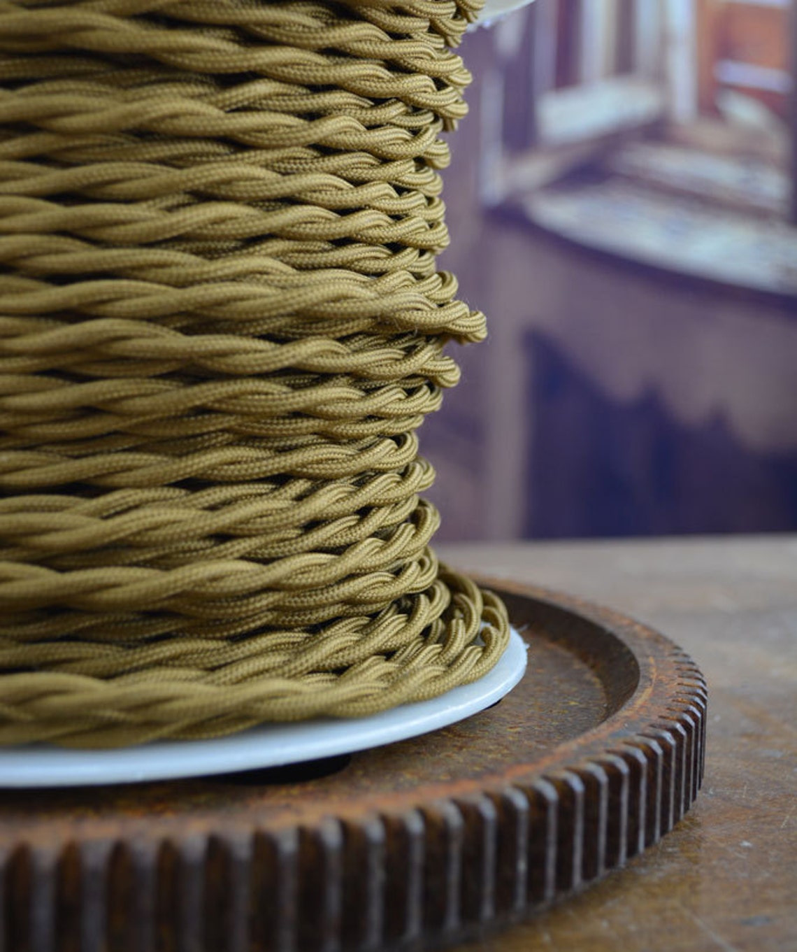 50-foot Electrical Cord -DARK BROWN - Cloth Covered Twisted Wire ...
