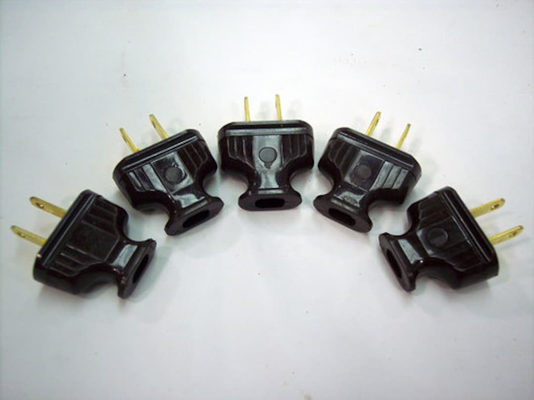 Electrical Plugs - 5-pack - Vintage Style - Dark Brown - 2-prong ...