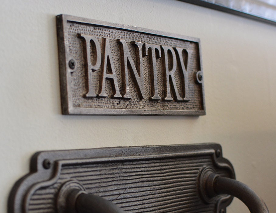 Plaque - Pantry Sign - Cast Plaque - PANTRY - Door Sign - Bathroom Sign ...