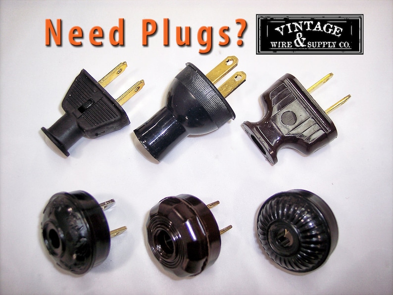 Acorn & Oak Leaf Bakelite Style Electrical Plug - 1-plug - Antique Style - BLACK - 2-prong - Etsy