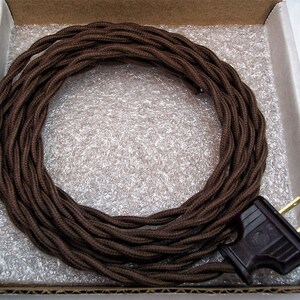 DARK BROWN - Lamp Cord - Cloth Covered Wire - 8-ft Cordset - Rewire ...