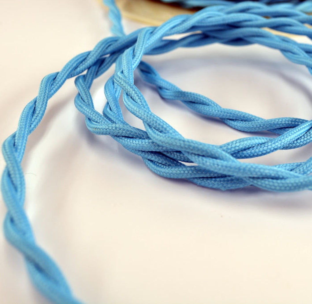 Sky Blue Cloth Covered Wire - 7-ft - Antique Style Lamp Cord ...