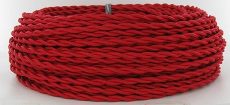 Red Cloth Covered Wire - 7-ft - Antique Style Lamp Cord - Industrial ...