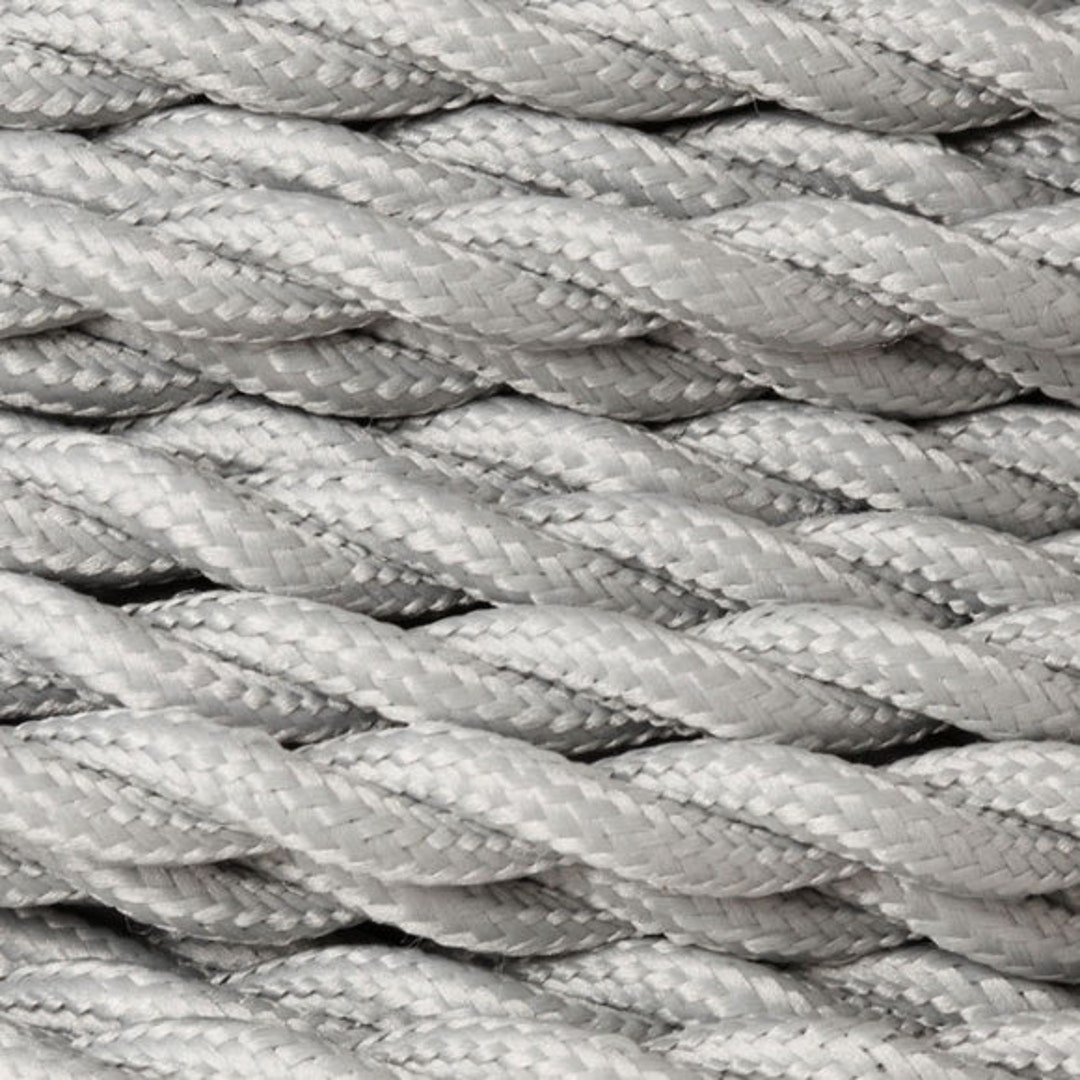 SILVER GRAY 25-foot Cloth Covered Cord - Twisted Wire - Vintage Style ...