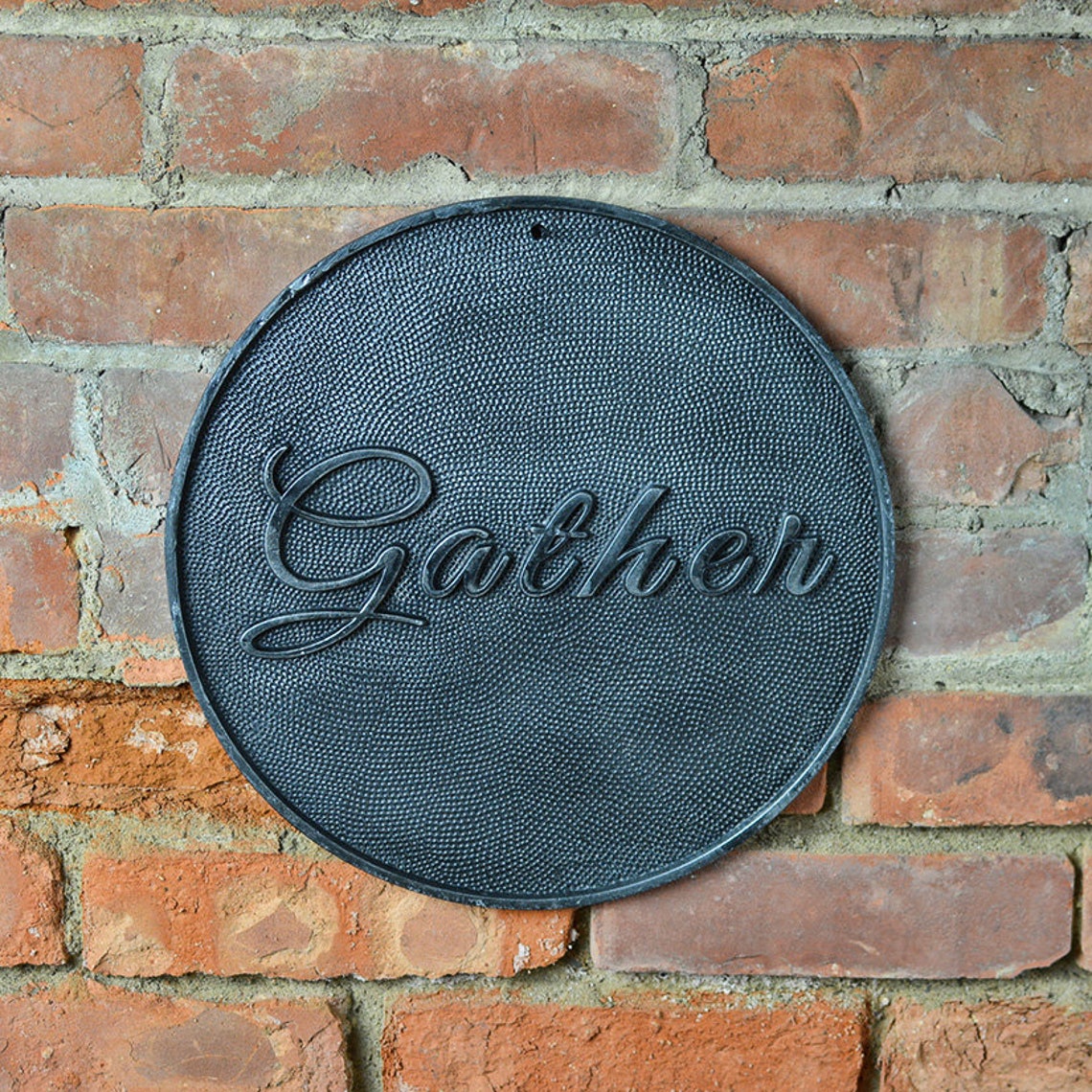 Round Plaque Sign Cast Plaque GATHER Home Decor Wall - Etsy