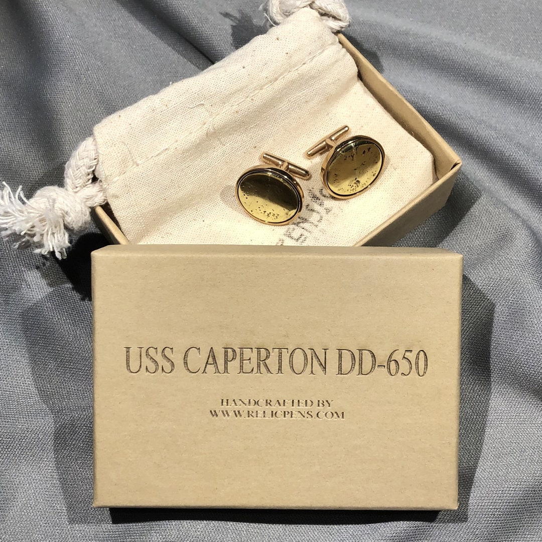 Historical Cuff Links Made From a Brass Alarm Bell Removed From the USS ...