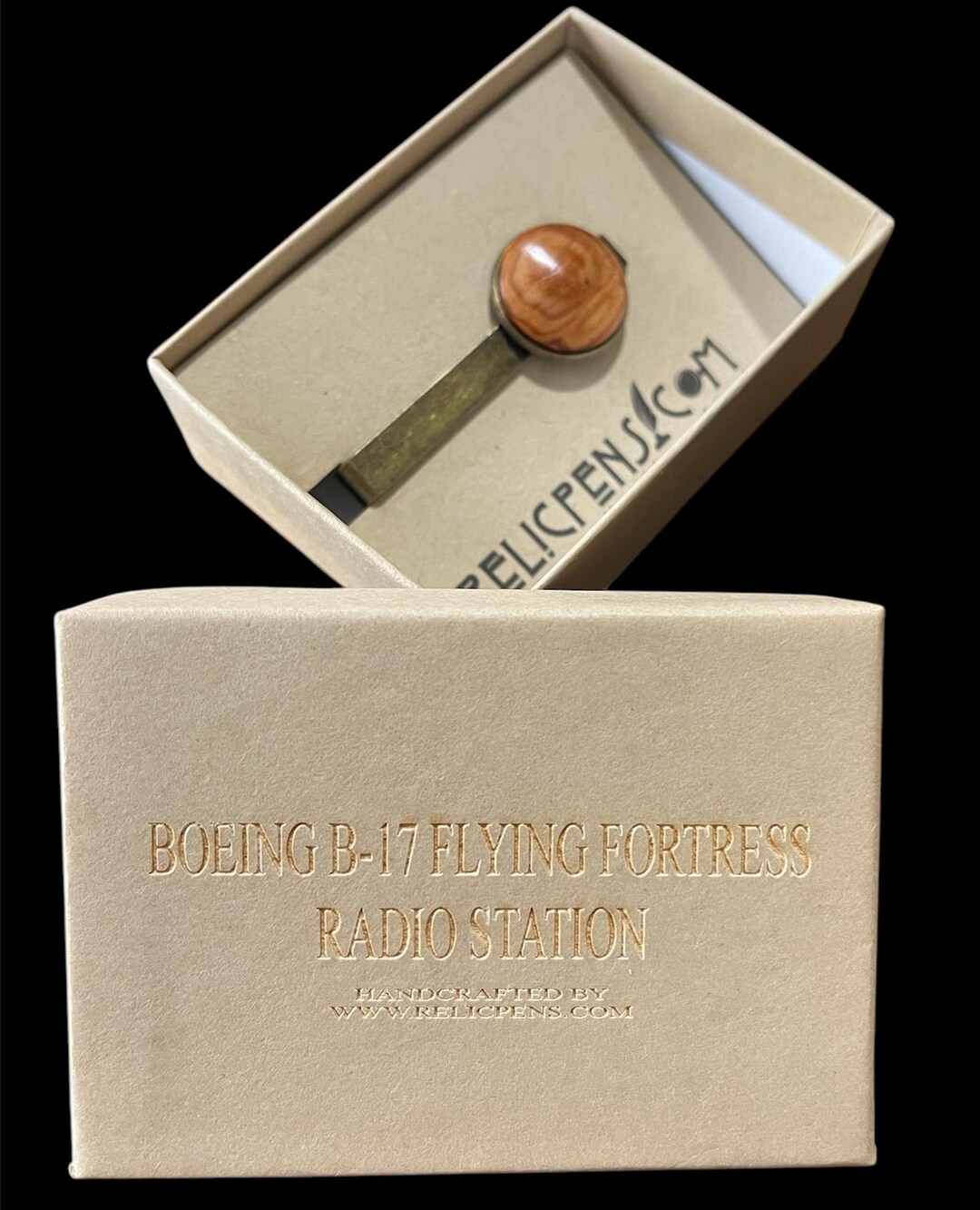 Historical Antiqued Brass Tie Clip Made Using Wood From a Radio Station ...