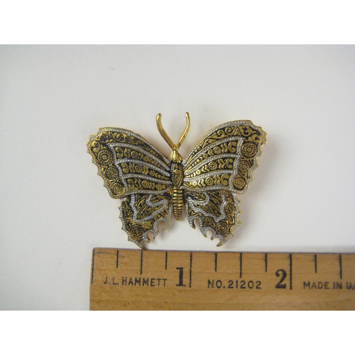 Vintage Spain Damascene Enamel Butterfly Brooch Pin Goldtone - Etsy