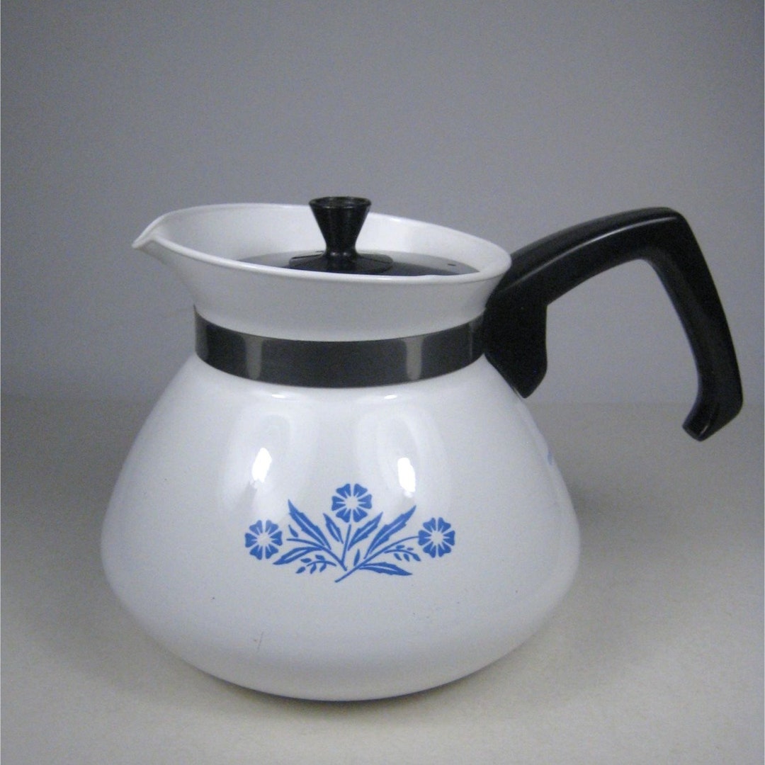 Corning Ware Blue Cornflower Tea Pot Water Kettle 6 CUP Lid P 104 ...