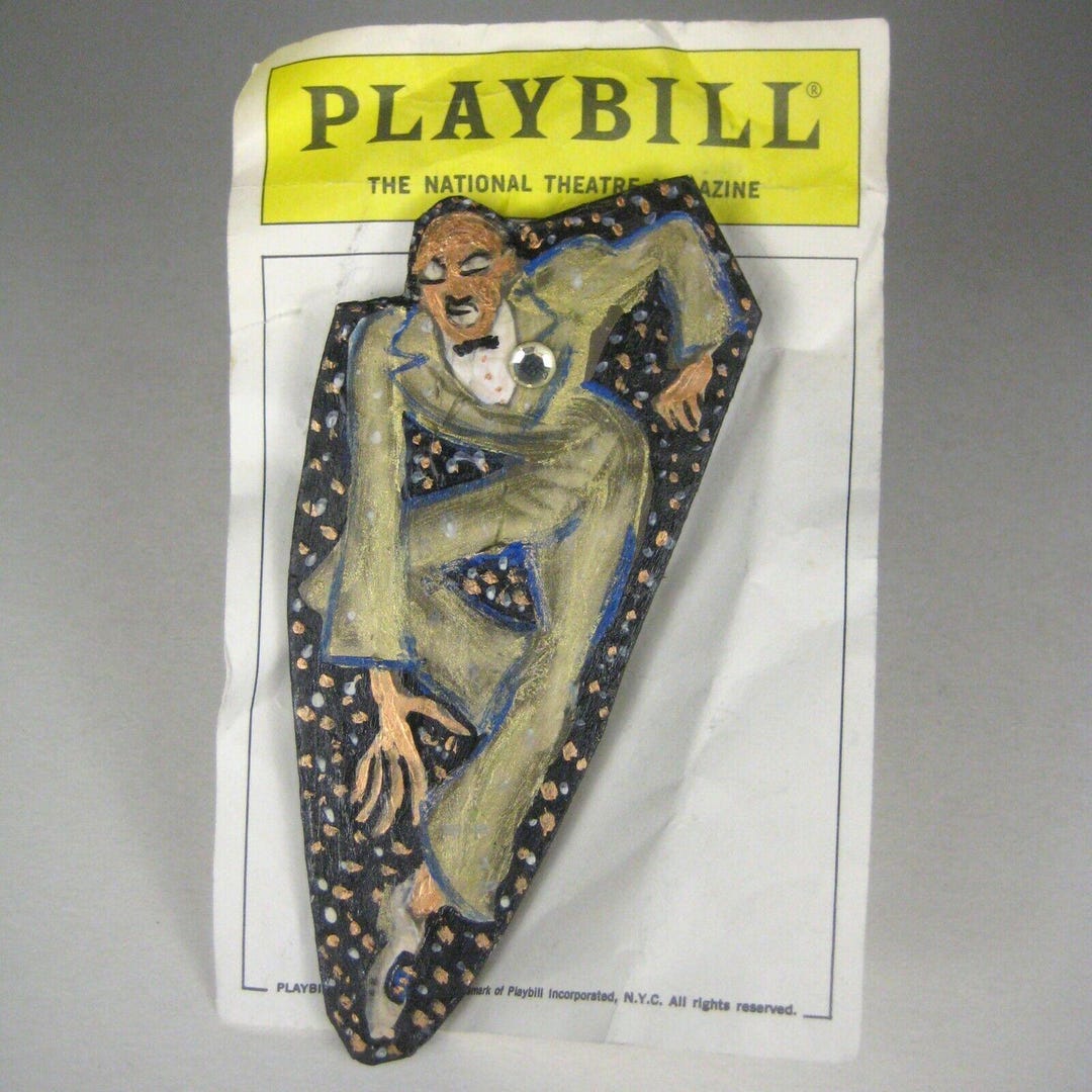 Black and Blue Broadway Musical Pin Playbill Card Painted Brooch ...