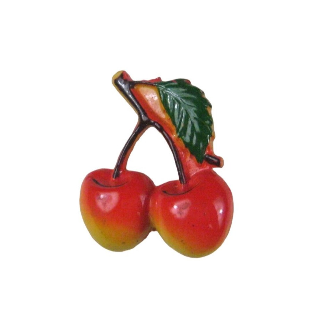 Vintage Metal Enamel Cherries Brooch Pin Estate 1 Inch - Etsy