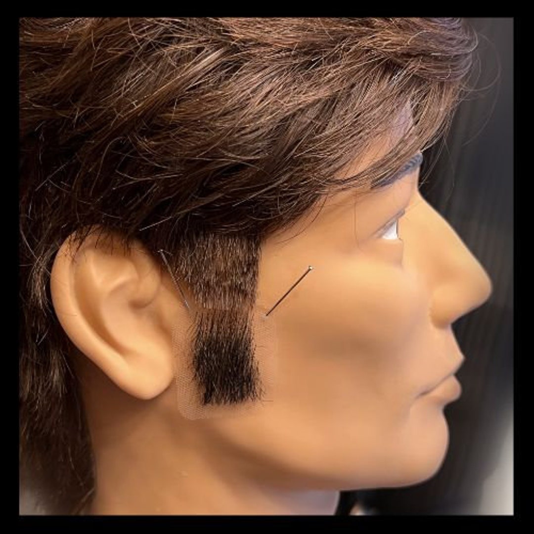 High Quality Sideburns Black Human Hair on Film Lace - Etsy