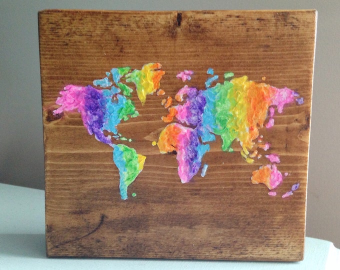 Colorful World Map Painting - Etsy