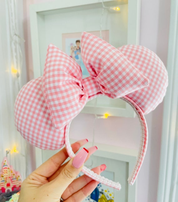 Pink Gingham Mouse Ears - Etsy
