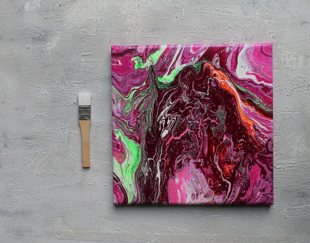 Pouring, Pink, Abstract Painting, Acryl, Original Painting ...