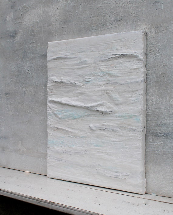 Impasto white Abstract painting office decor mixed media | Etsy