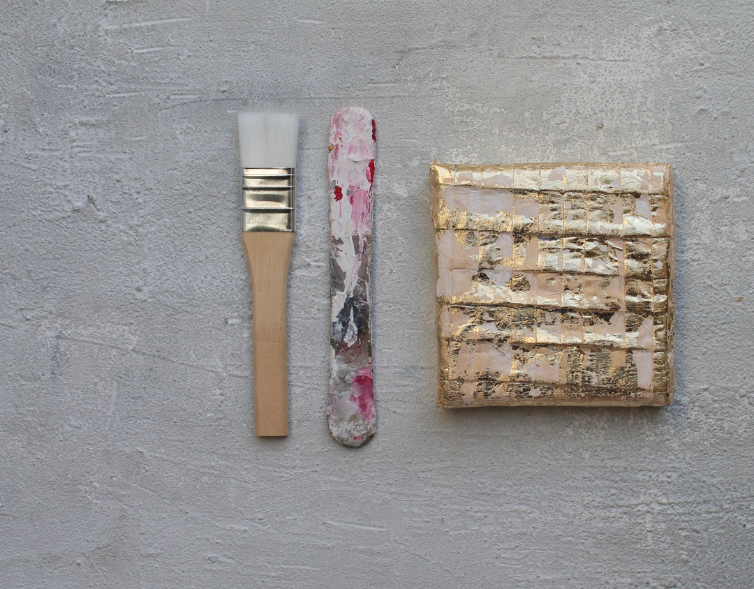 Gold Leaf Painting, Acrylic Painting, 4x4, Painting, Contemporary Art ...