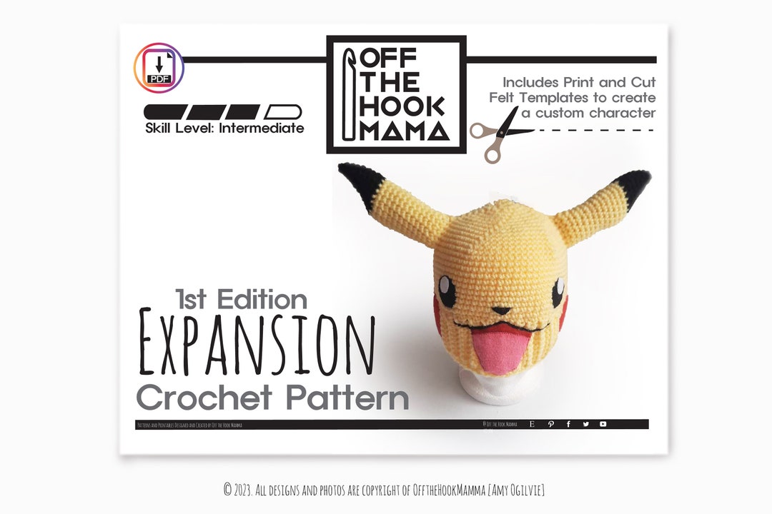 1st Edition Pika-chan Character Hat Expansion Pack. DIY Crochet Pop Art ...