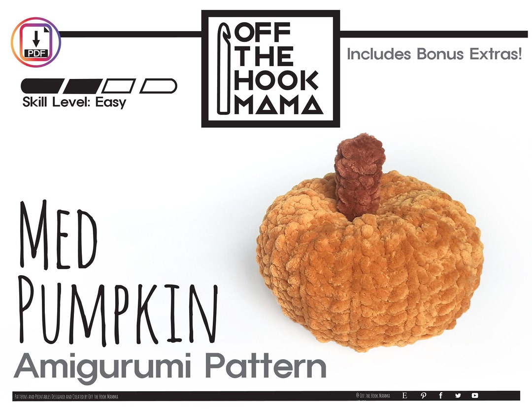 Cottagecore Pumpkin Amigurumi Crochet Pattern: Medium Jack-o-lantern ...