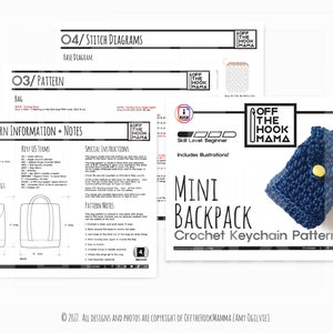 Crochet Mini Back Pack Pattern. Keychain Crochet Pattern Crochet Bag ...