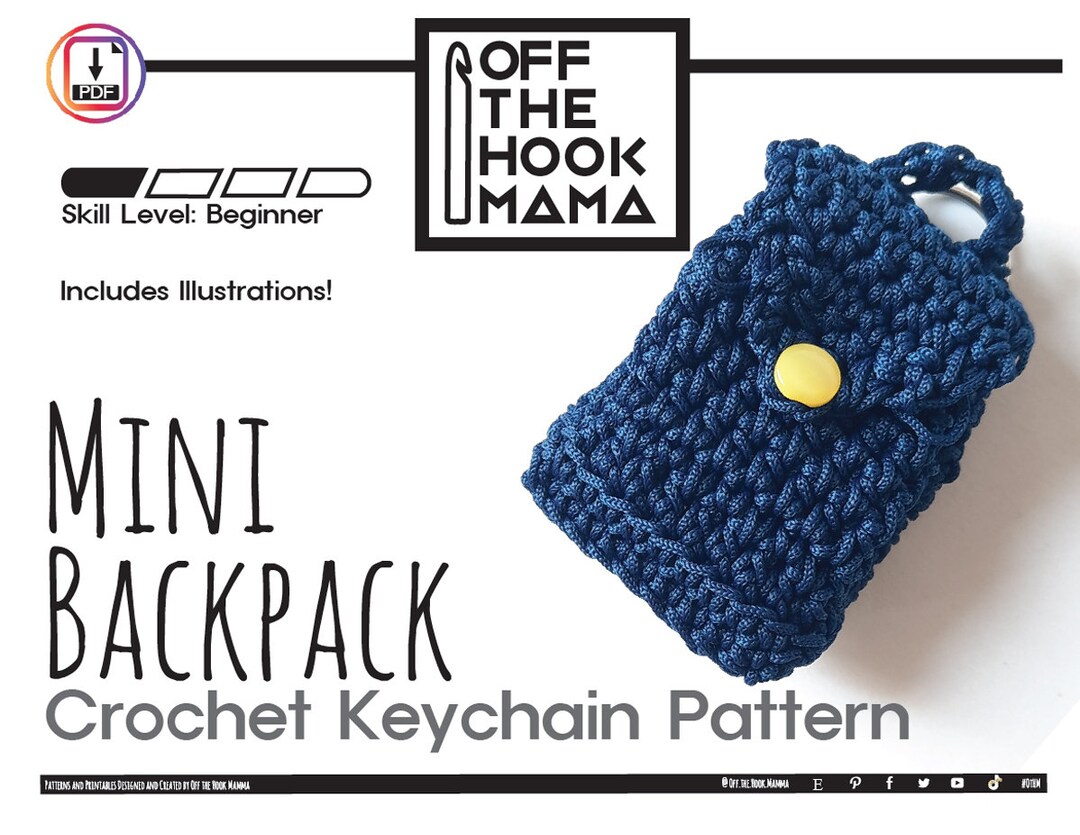 Crochet Mini Back Pack Pattern. Keychain Crochet Pattern Crochet Bag ...
