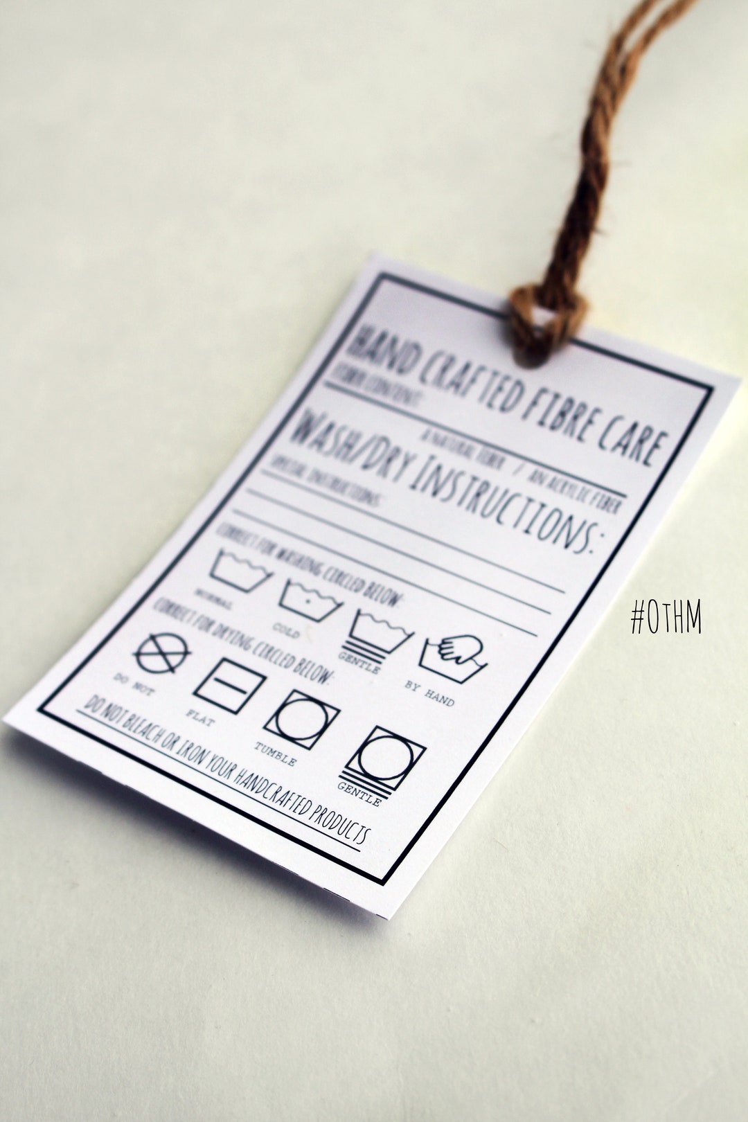 Hand Crafted Fiber Care Tags. Wash/dry Instruction Hang Tag for ...