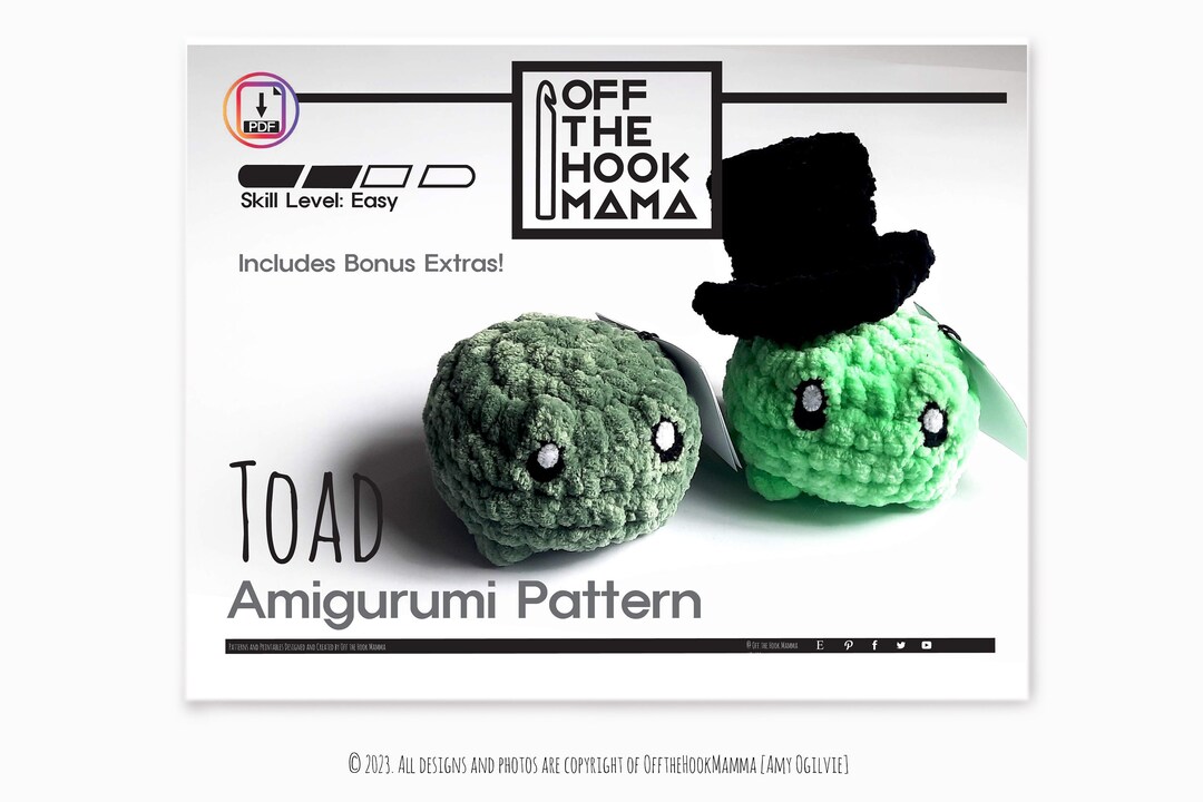 Toad Amigurumi Pattern - Dapper Toad Crochet Plushie Pattern Includes ...