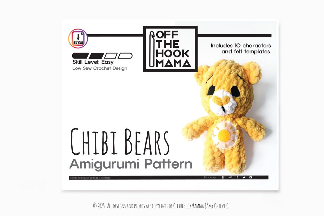Chibi Bears PATTERN - Plush Amigurumi, 10 in One Crochet Care Bear ...