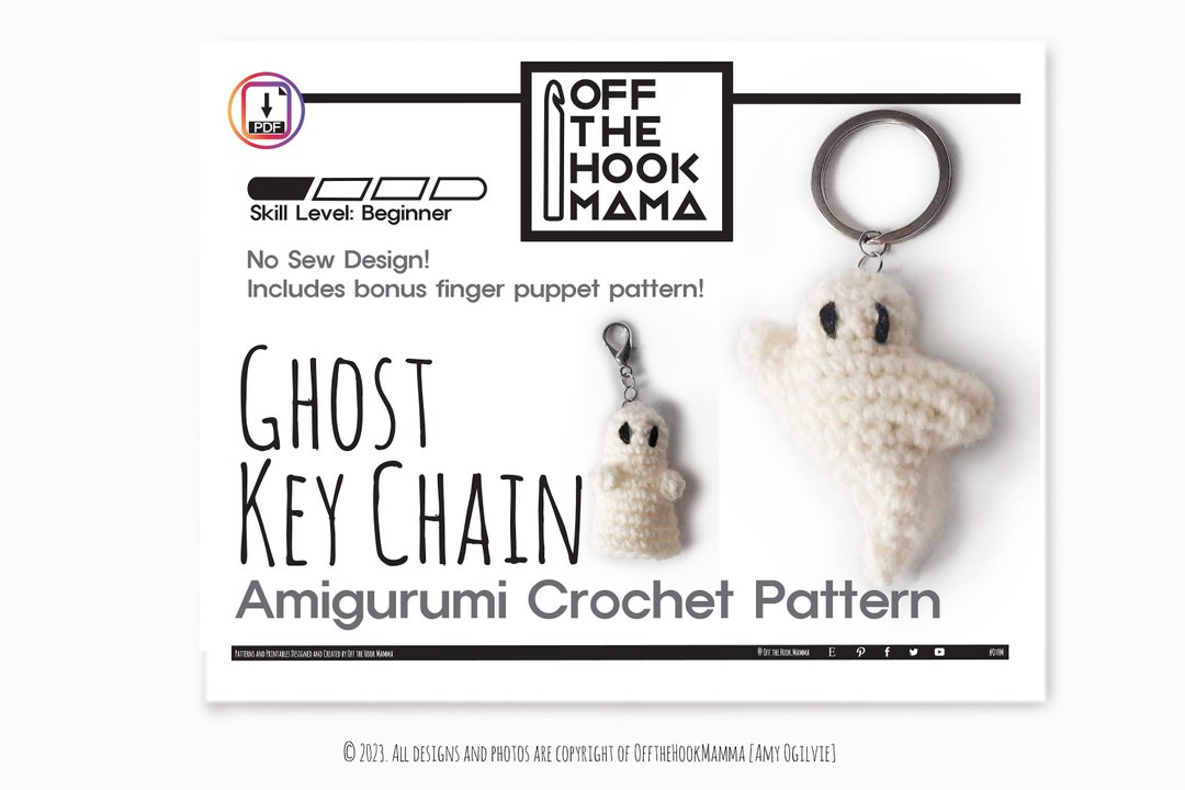 Crochet Ghost Keychain Pattern: Amigurumi Halloween Boo (PDF) - Etsy