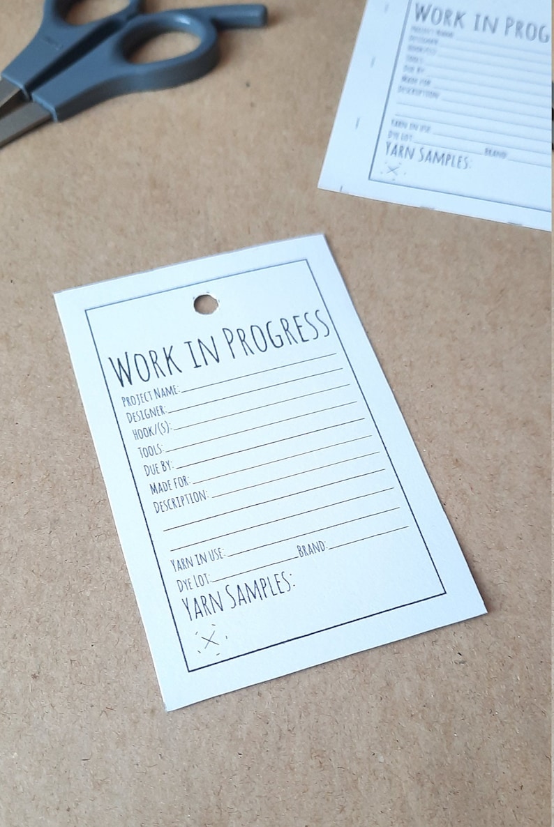 8 off the Hook Work in Progress Tags. WIP Hang Tag for | Etsy