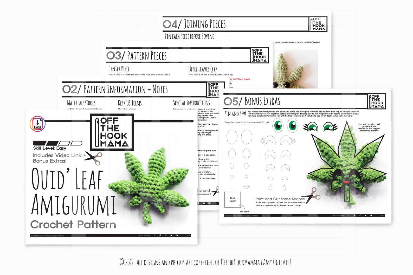 Boho Crochet Ouid Flower PATTERN Weed Leaf Amigurumi - Etsy