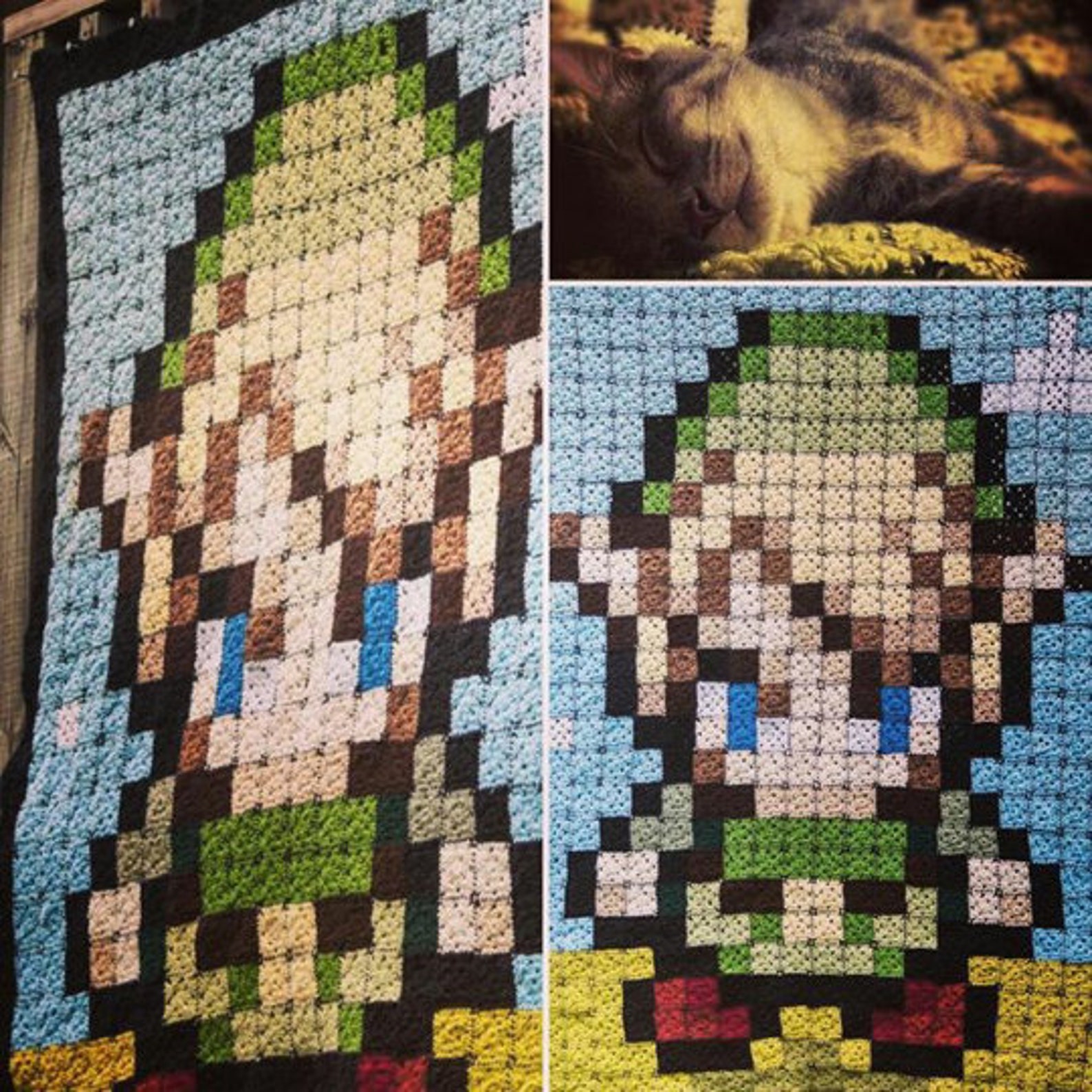 Crochet Granny Square Blanket Pattern. Link Pixel Blanket - Etsy