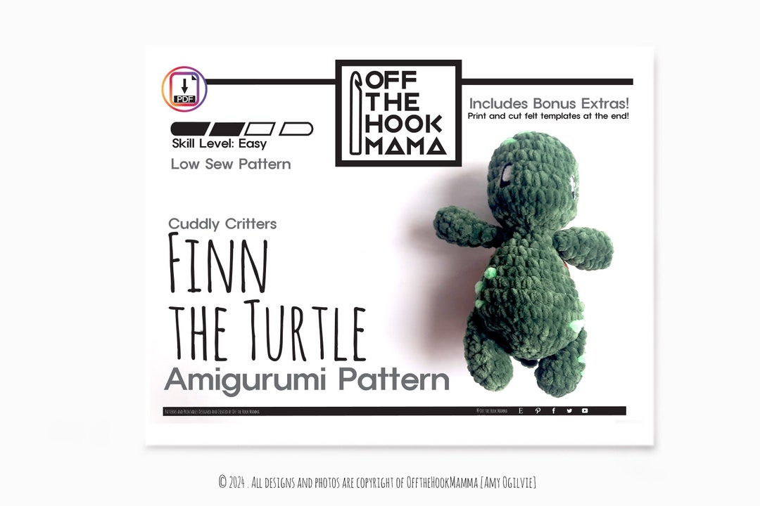 Finn the Turtle Crochet Pattern: Chenille Amigurumi (PDF Pattern) - Etsy