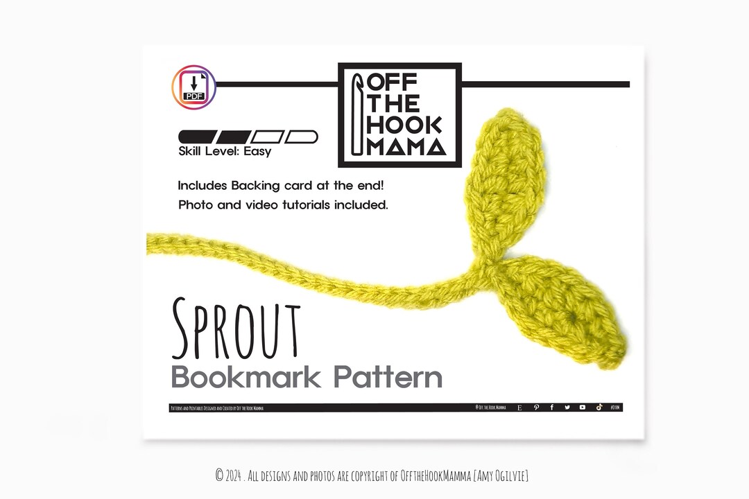 Sprout Crochet Bookmark Pattern Bundle: Photo & Video Tutorial (PDF ...