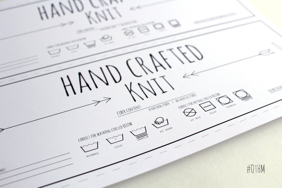 PDF Instant Download - Hand Crafted Knit Care Instruction Wrap Around ...