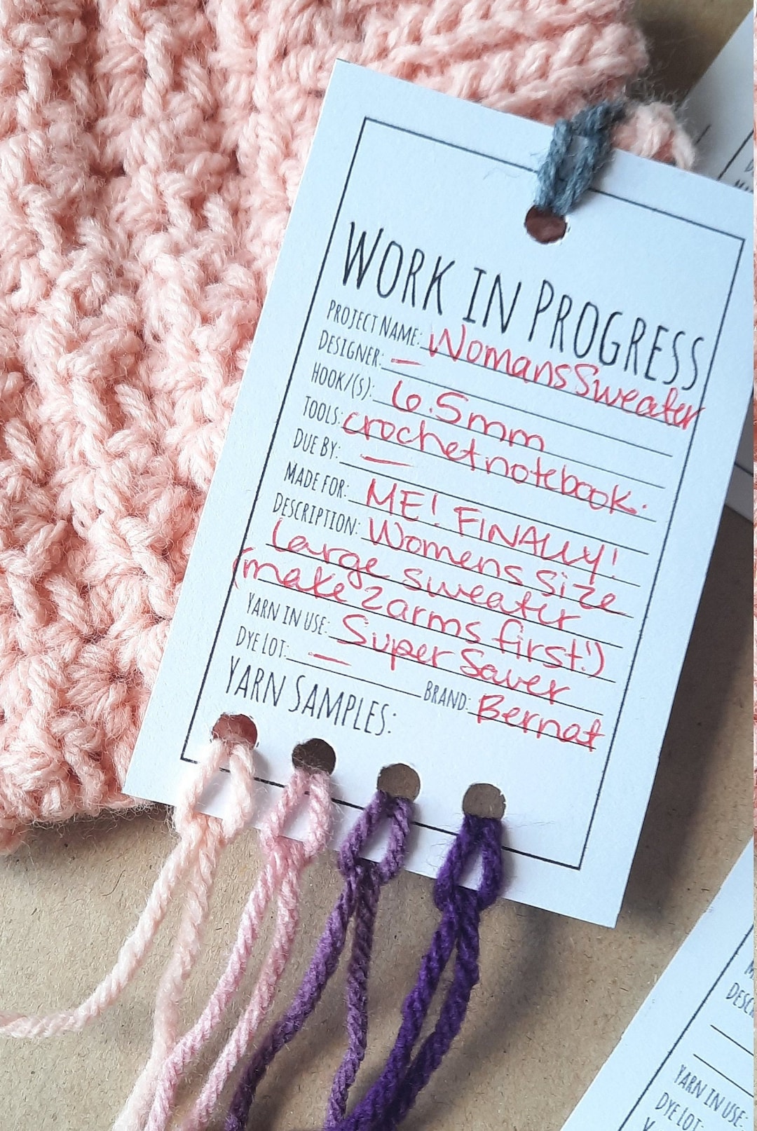 8 off the Hook Work in Progress Tags. WIP Hang Tag for Handmade Crochet ...