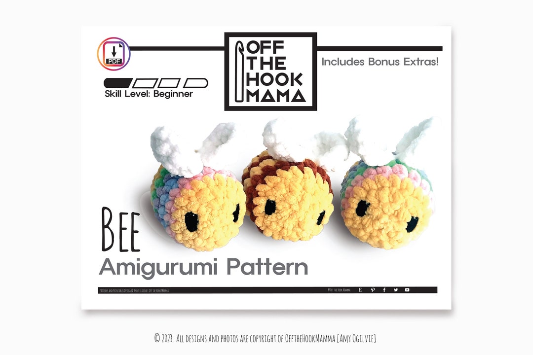 DIY Crochet Bee Amigurumi PATTERN – Chibi Bumble, Felt Eyes (PDF) - Etsy